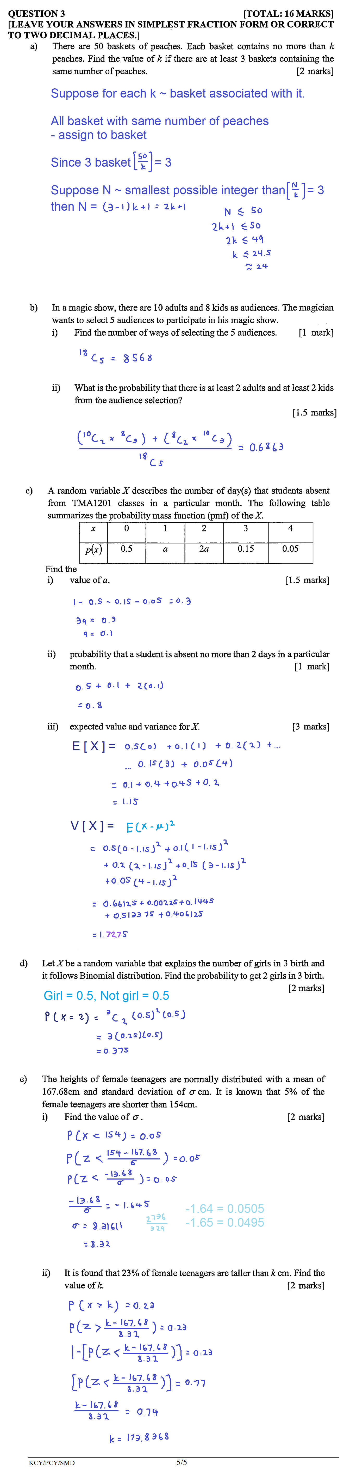Exam questions - TMA 1201